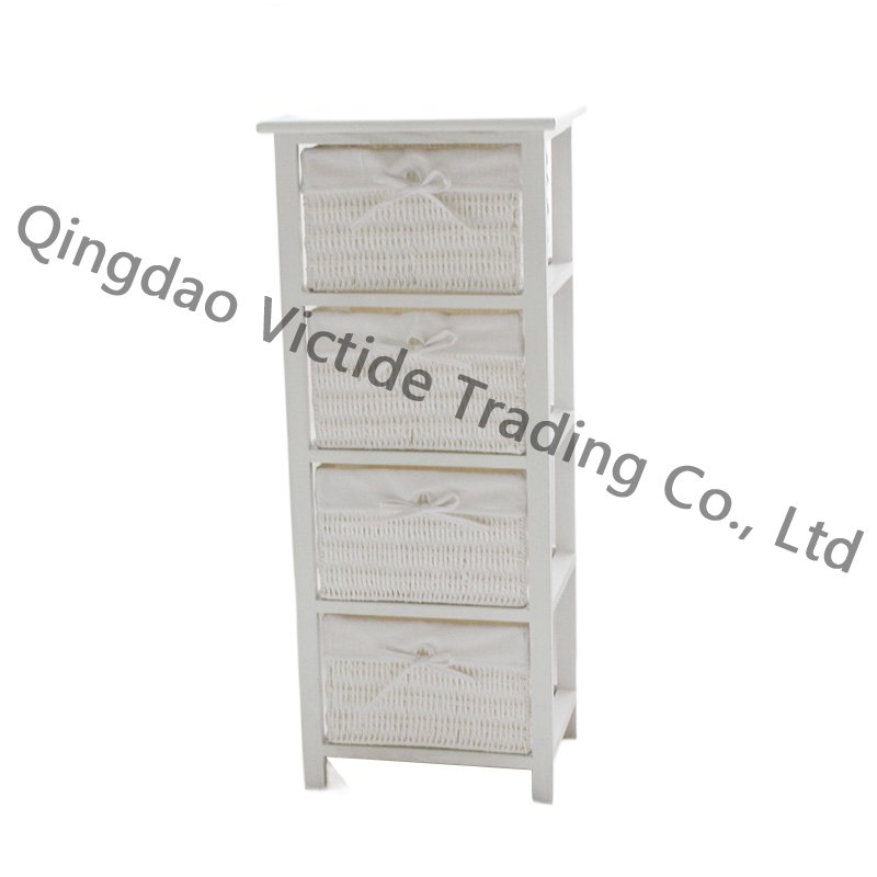 White 4 Paper Rope Drawer Storage Unit